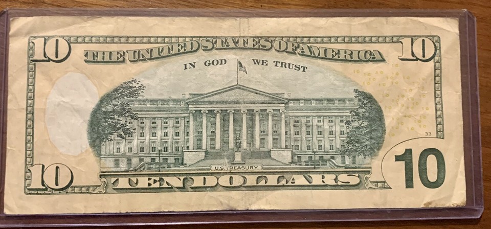 US paper currency "DOUBLE QUAD" cool serial number $10.00 Binary ...