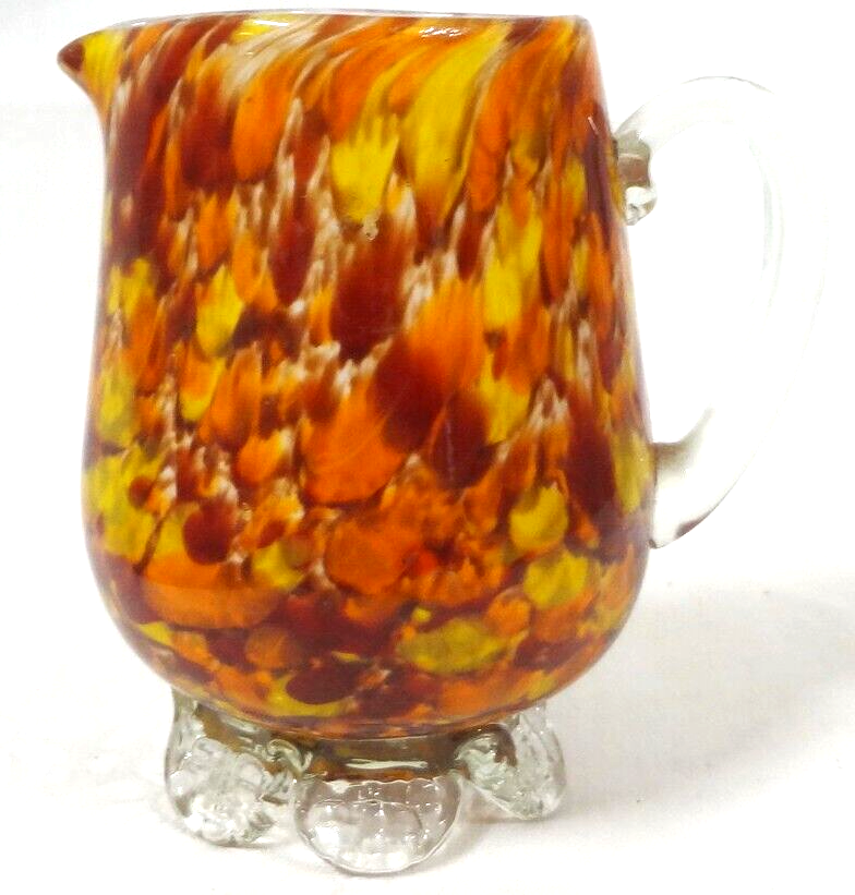 e1900's CZECH BOHEMIAN SPLATTER GLASS end of day SMALL 4" PITCHER ...