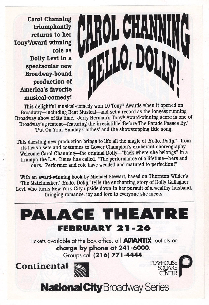 Current Carol Channing Carol Channing "HELLO DOLLY" Jerry Herman / Al