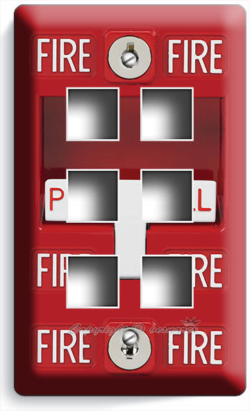 FIRE ALARM PULL DOWN LIGHT SWITCH OUTLET WALL PLATE COVER MAN CAVE TV ...