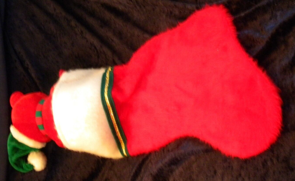 Vintage Red Felt Christmas Stocking Santa Reindeer Toyland 25" | eBay