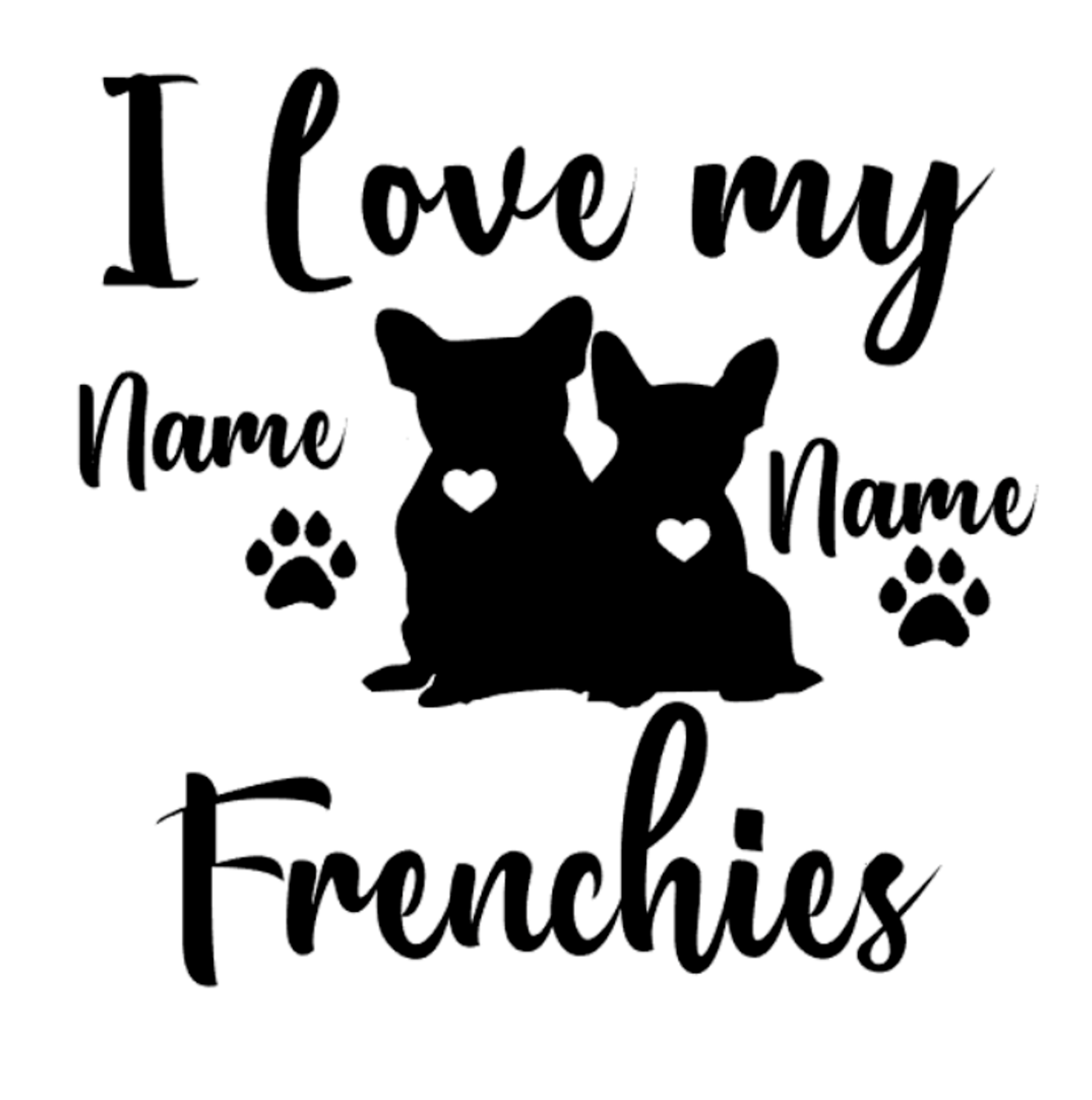 I Love My Frenchies Car Decal Sticker. Car Laptop Window Ipad French ...