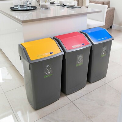Addis Set of 3 Recycling 60L Waste Utility Commercial Office Bins ...