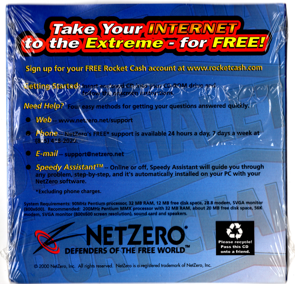 Vintage Rare 2000-copyright NetZero Sport Chalet CD-ROM, New Factory ...