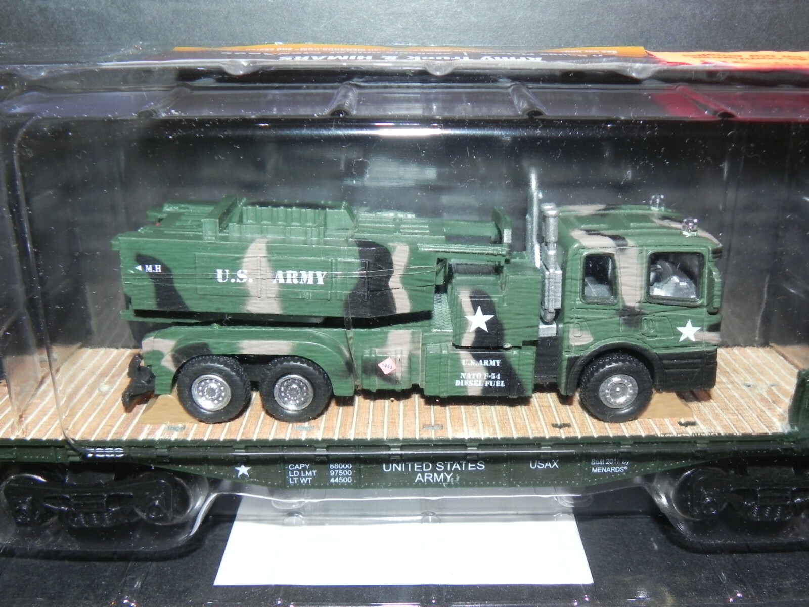 279-3964 Menards Military Long Flatcar With Army Truck HIMARS O Gauge 3 ...