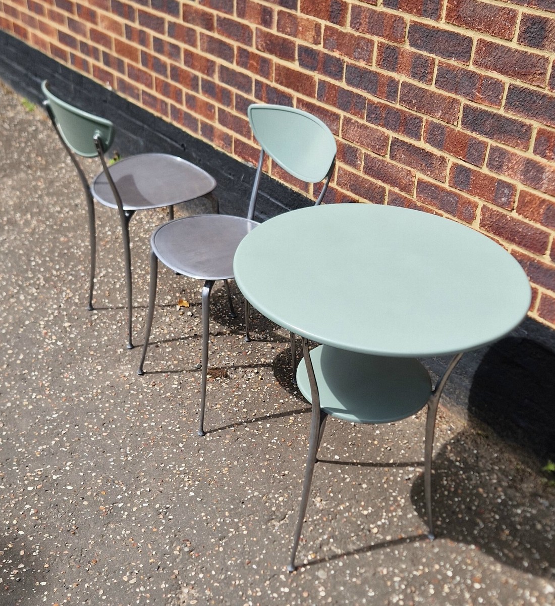 Italian Bistro Table And Chairs Wooden Brown Blue Bistro Furniture At