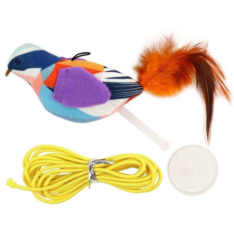Hangable Flapping Bird Sparrow Cat Toy Electronic Pet Simulation ...