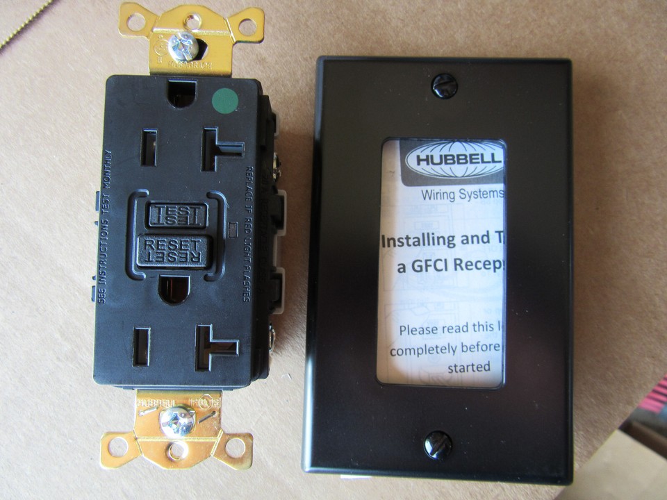 Hubbell GFR83BLK Hospital Grade GFCI Commerical 20A 125V Black New in ...