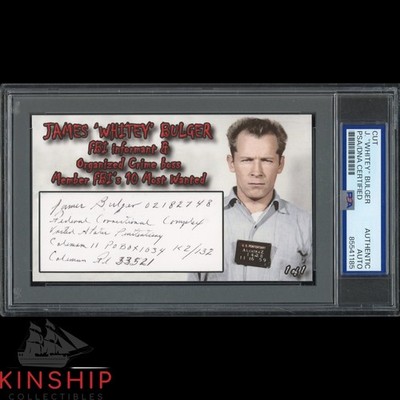 Whitey Bulger signed Cut 3x5 Custom Card PSA DNA Slab Inscribed Auto ...