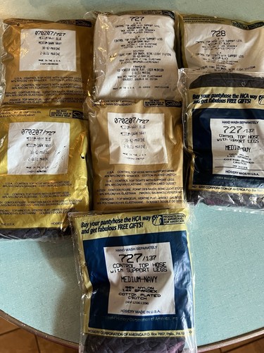 Vintage Lot 7 Silkies Control Top Navy Blue And Black Pantyhose Lot ...