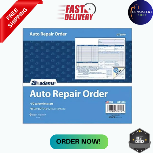 Adams Auto Repair Order Forms, 8.5 X 7.44, 3-Part, Carbonless, 50-Pack ...