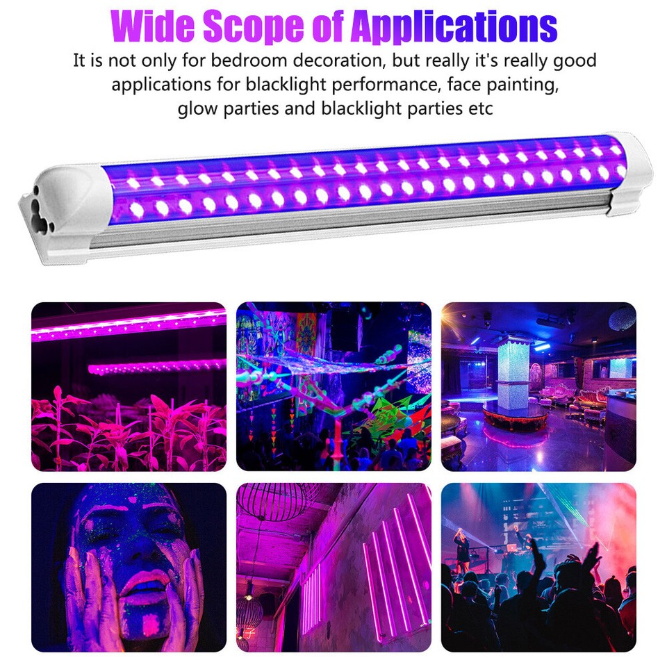 365nm 48LED US Plug UV Light Bar Tube Blacklight Ultraviolet Lamp DJ ...