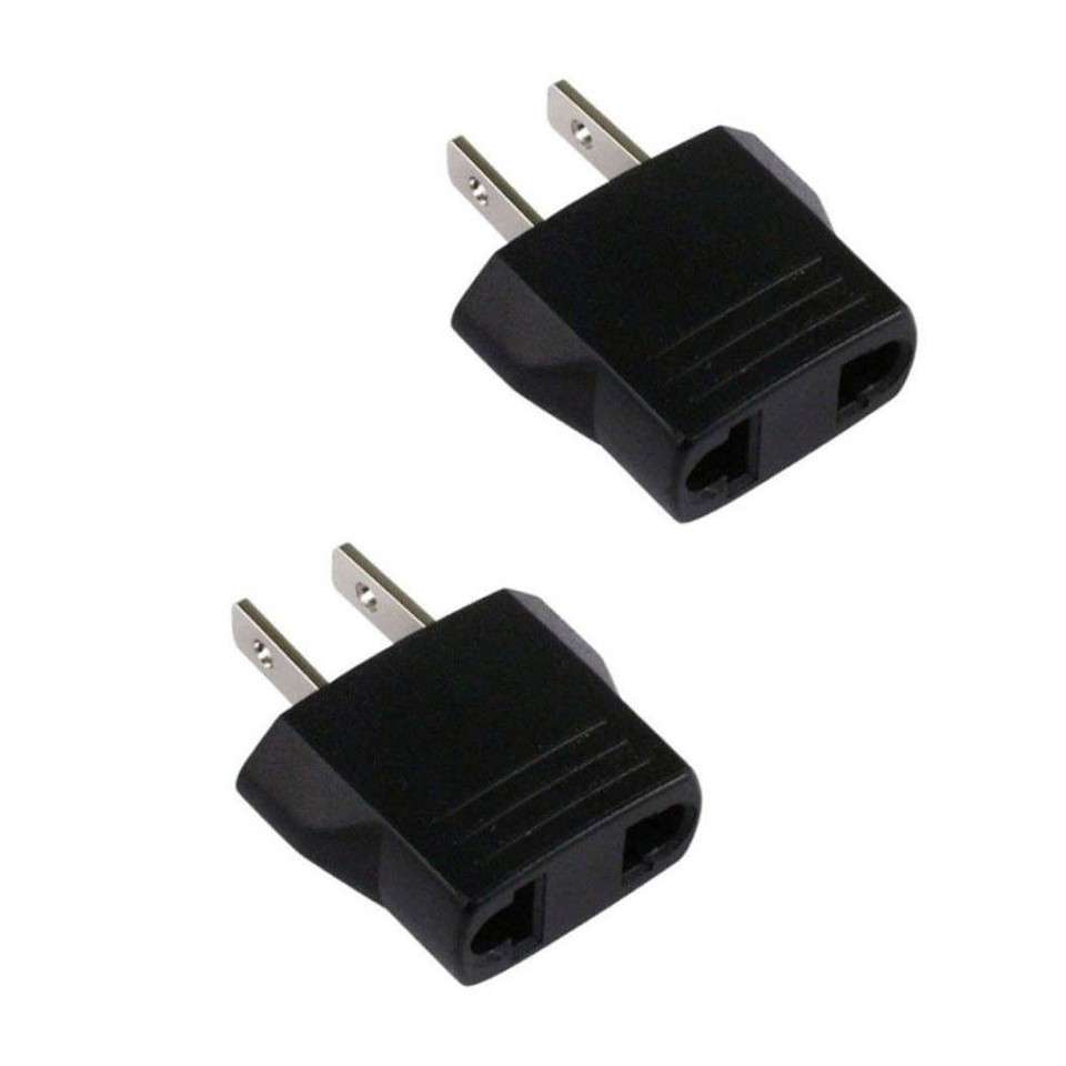 2 x Euro EU to US USA Travel Power Outlet Plug Adapter Converter Round ...