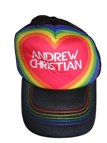 Andrew Christian - PRIDE Rainbow Heart Mesh Ball Cap - Black LOVE NEW ...