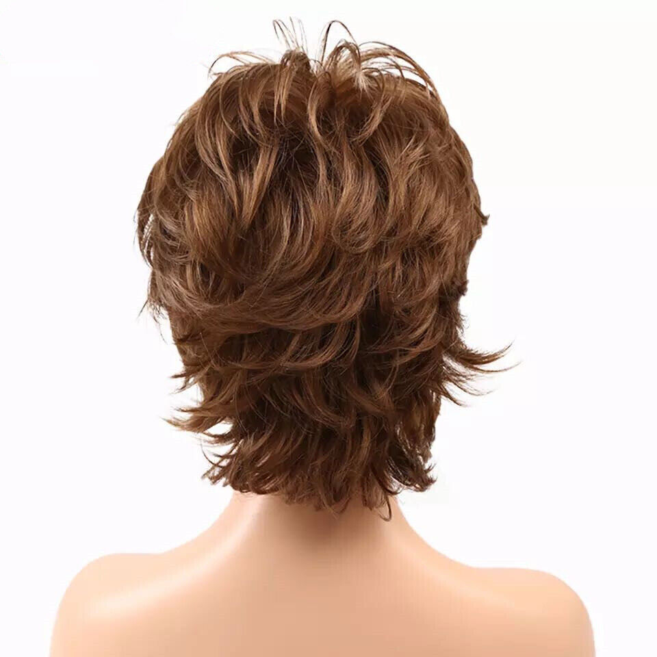 Short Shag Layered Wavy Synthetic Hair Wigs For Women Natural Daily Wig ...