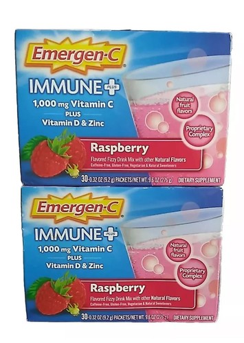 Emergen-C Immune Plus System Support Vitamin D Raspberry, 30 Packs (2x ...