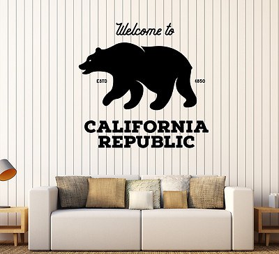 Wall Vinyl Decal Sign Greeting Welcome to California Republic Decor ...
