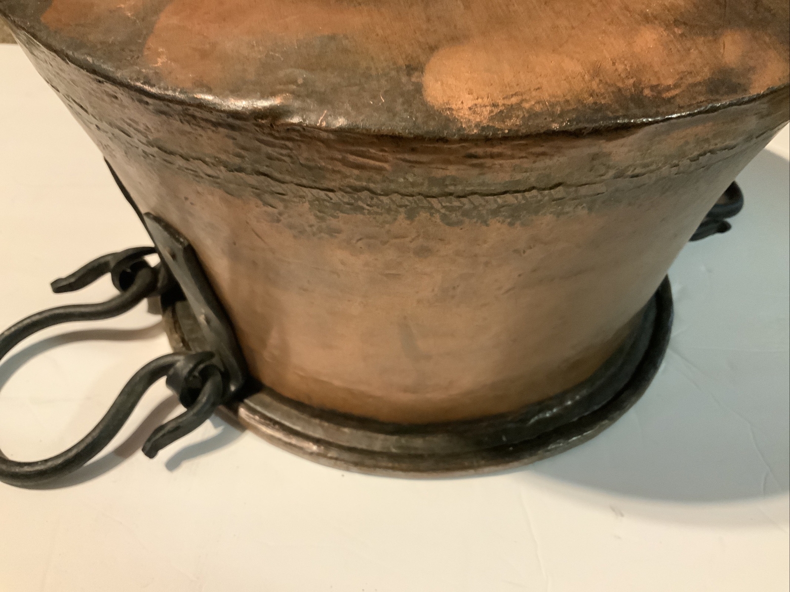 Large Copper Cauldron Vat Pot Apple Butter Kettle Seamed Iron Handles ...