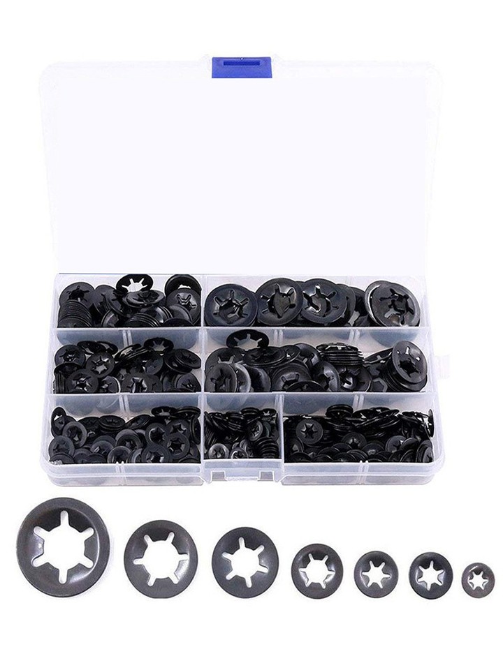 340Pcs 65 Manganese Steel Washers Internal Tooth Push On Locking ...
