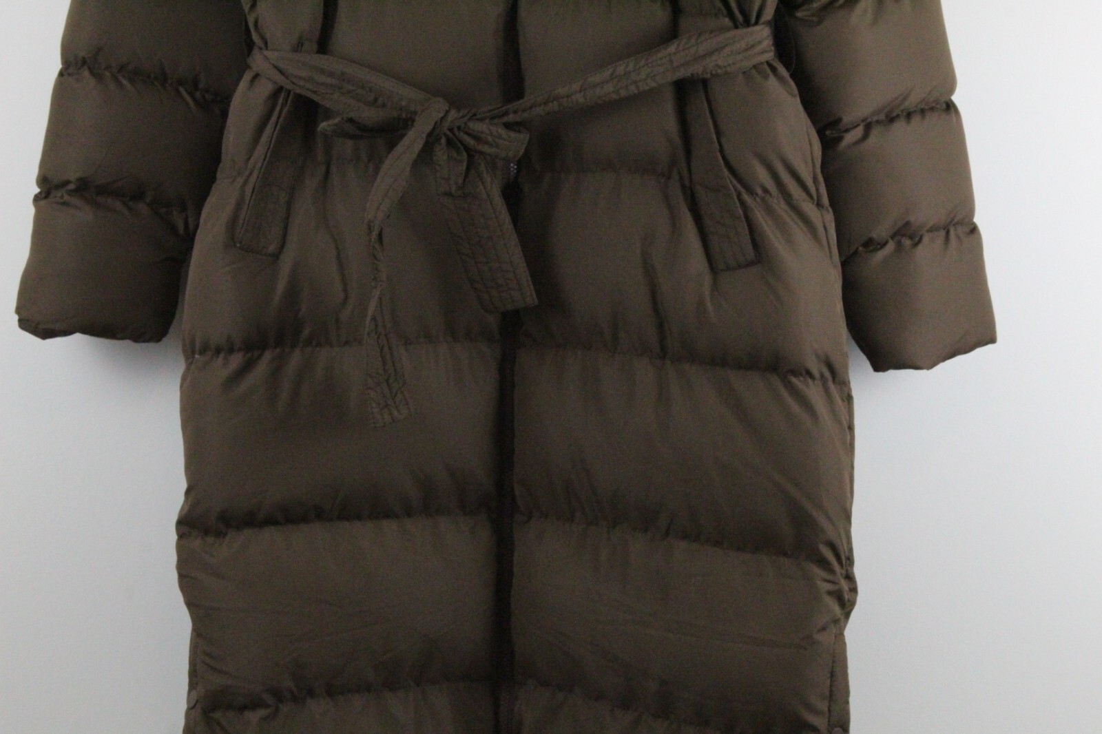 Threadbare Longline Hooded Puffer Coat with Belt Size 12 Color Brown ...