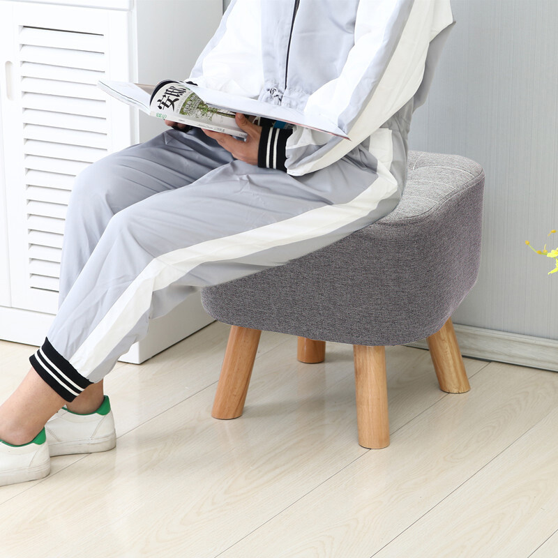 Linen Fabric Footstool Living Room Foot Rest Stool Pouffe Ottoman ...