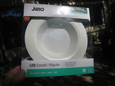 4 Juno LED Smooth White Recessed Downlights 5/6" 65W 120V 3500K 650 Lum ...