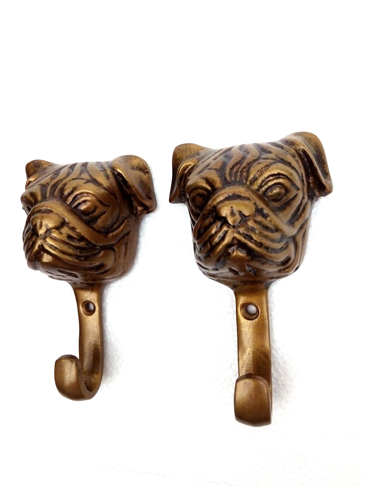 Metal Bull Dog Wall Hook Decorative Coat Hooks Set of 2 Pcs Figurine ...