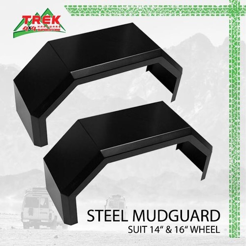 2x Trailer Steel Mudguards Black 4x4 Mud Guards 13 inch Wide For 14" 16" Wheel | eBay Australia