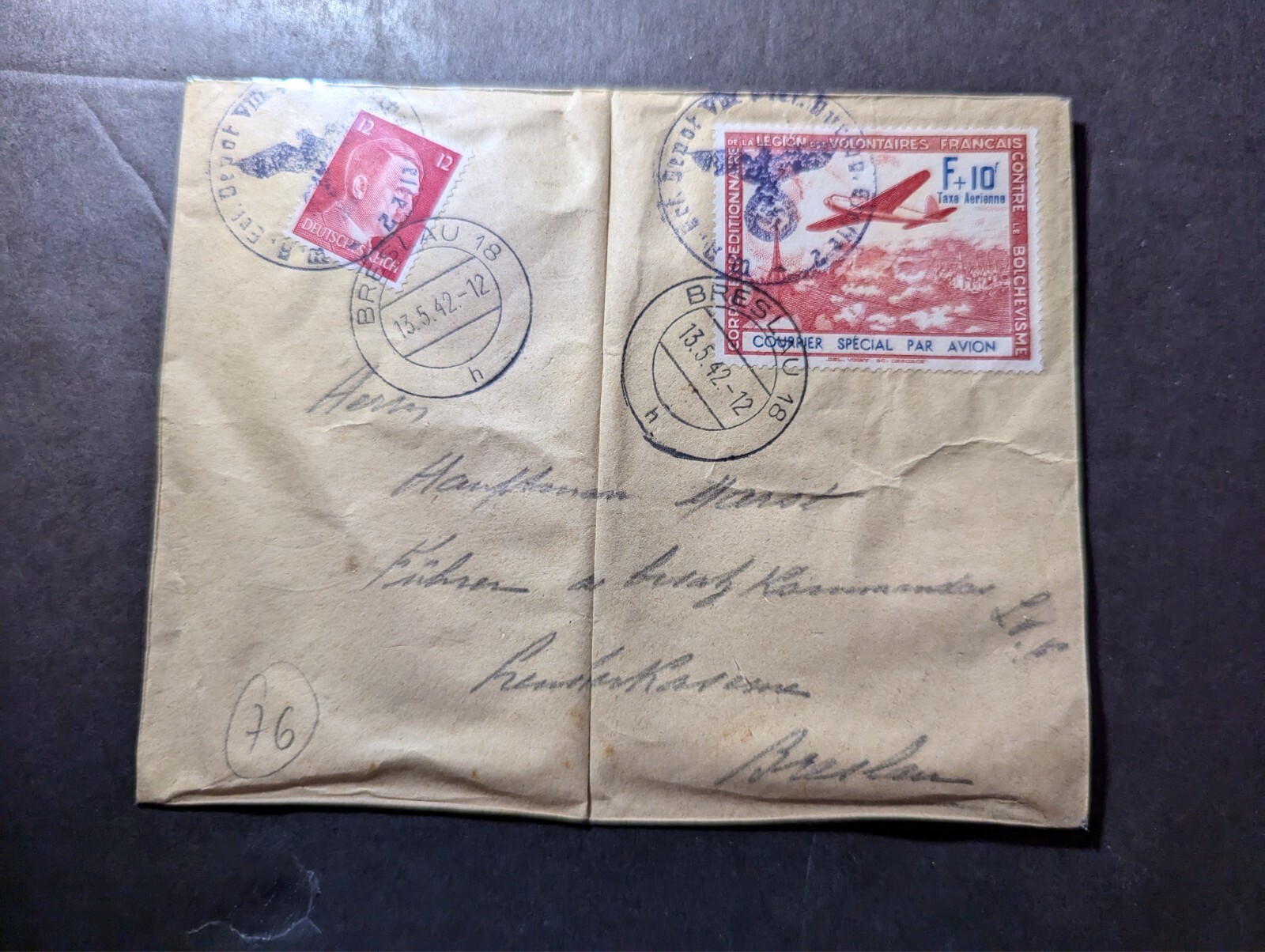 1942 France WWII Airmail LVF Legion of French Volunteers Cover to ...
