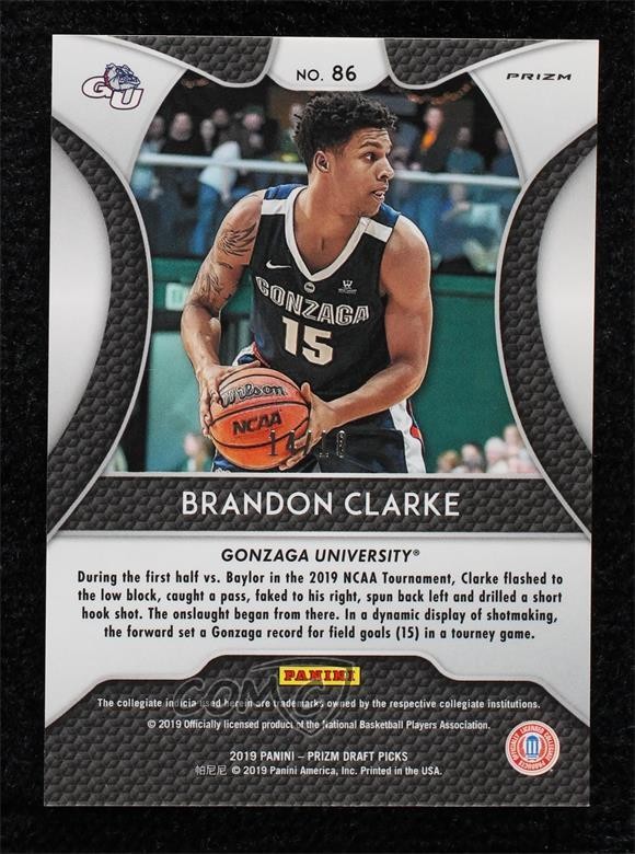 2019 20 Panini Prizm Draft Picks Fotl Green Ice 18 Brandon Clarke 86 6036