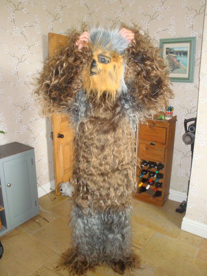 Chewbacca wookie star wars full body suit and mask cosplay fancy dress ...
