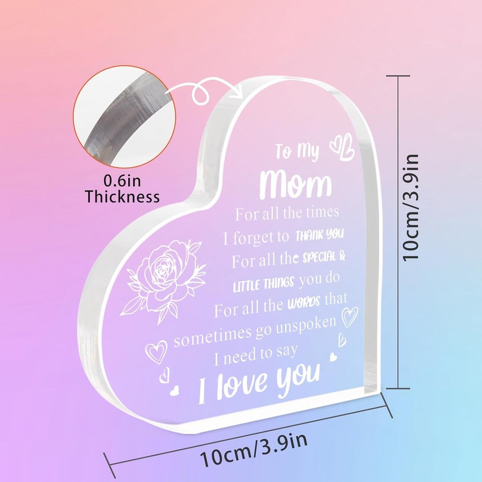 Gifts for Mom, Mom Christmas Gifts, I Love You Mother Acrylic Keepsake ...