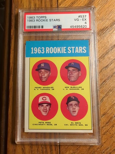 1963 Topps Rookie Stars PETE ROSE Gonzalez/Ken McMullen/Al Weis #537 ...
