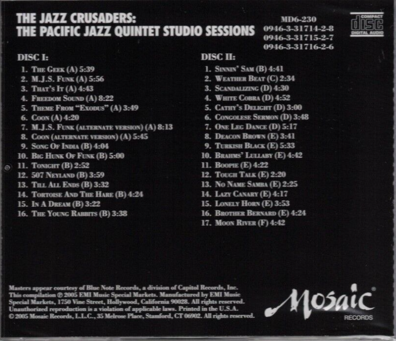 The Jazz Crusaders Complete Pacific Jazz Studio Sessions (6CD, Mosaic, 2005) NEW | eBay