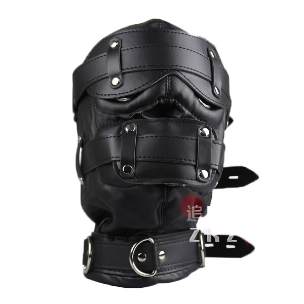 Bondage Padded Muzzle Head Riding Hood Harness Gag Open Mouth Gimp BDSM ...