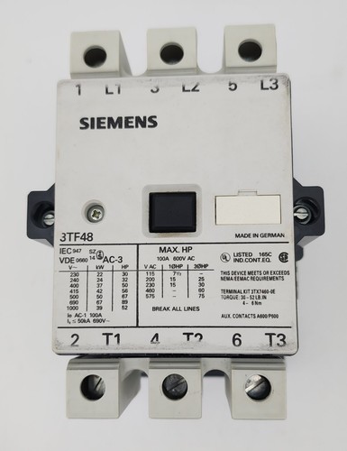 Siemens 3TF48 Contactor 100A 600V 3Phase with 110 VAC Coil *USA VA SELLER | eBay