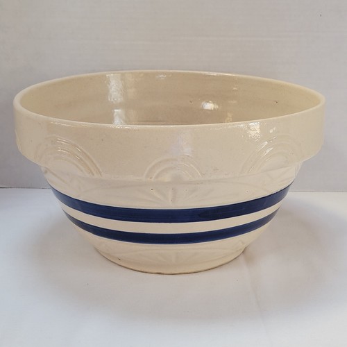 Roseville Ransbottom 12" Bowl Blue Band Stripe Stoneware 305-12 | eBay
