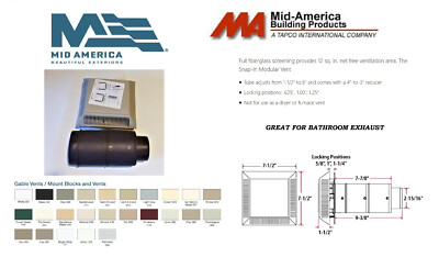 MID AMERICA. INTAKE OR EXHAUST VENT. MANY COLORS TO CHOOSE. USA SELLER ...