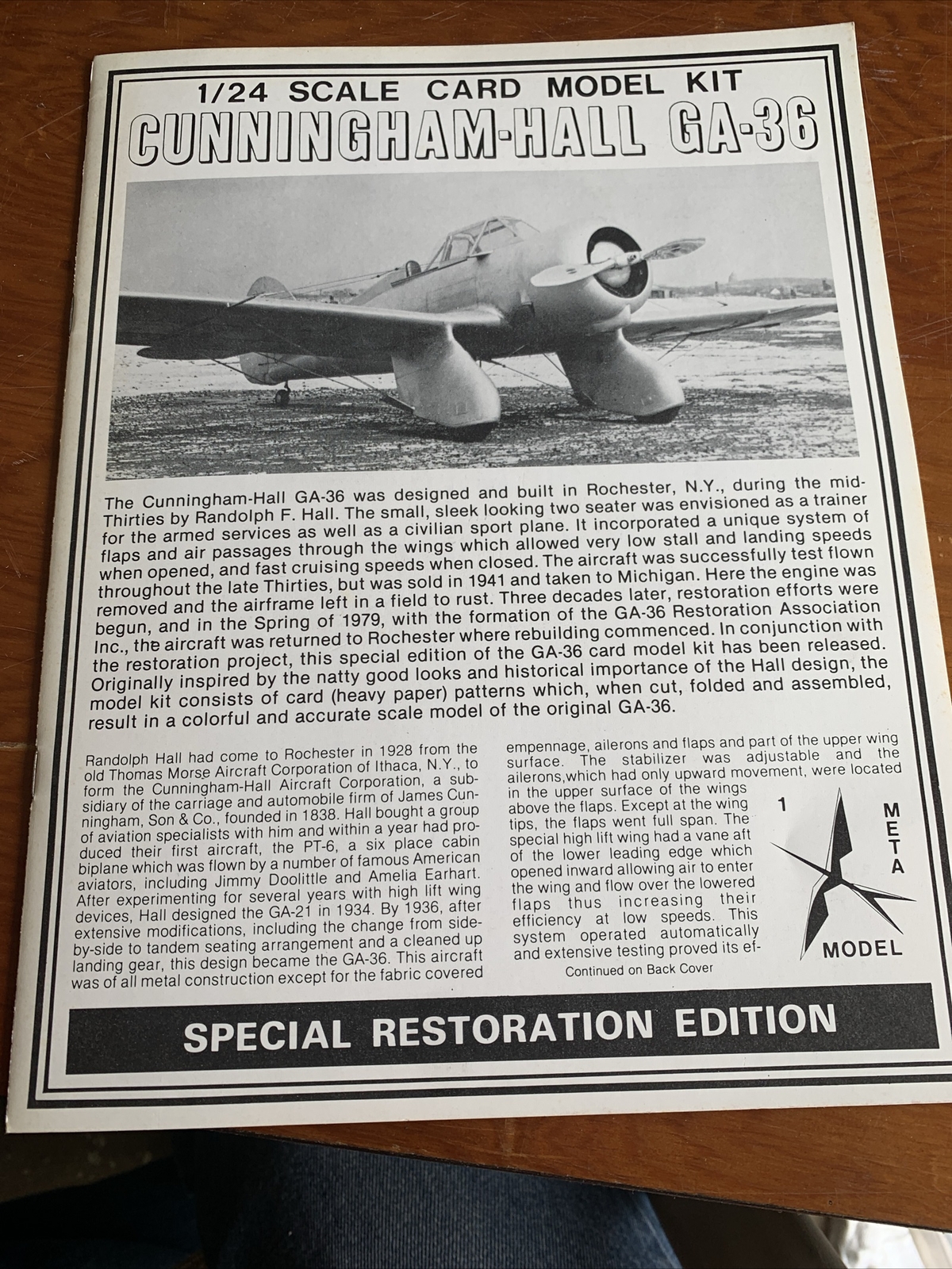 Vintage 1970s Cunningham-Hall GA-36: 1/24 Scale Card Model Kit Meta ...