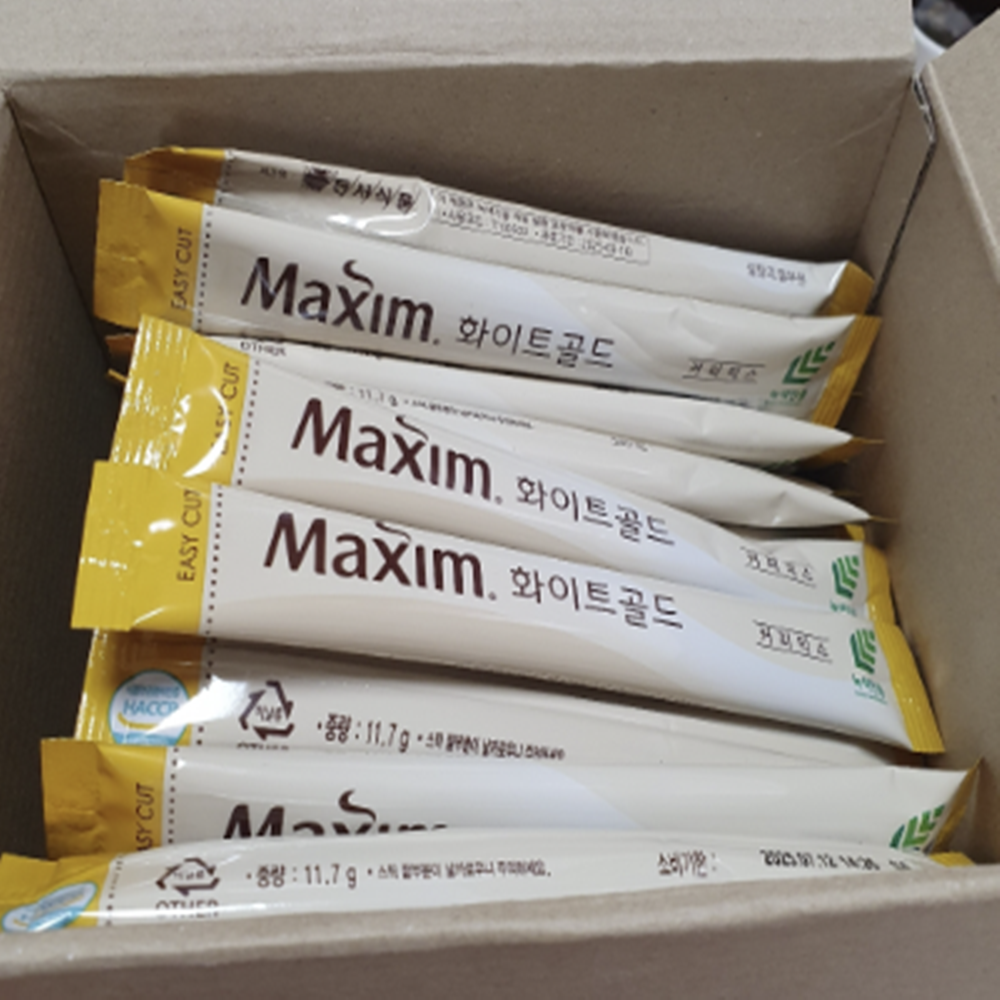 Maxim White Gold Korean Instant Coffee Mix Skimmed Milk 50 Sticks Mocha ...