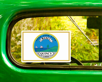2 QUINCY CITY FLAG DECALs Sticker Massachusetts Bogo For Car Window ...