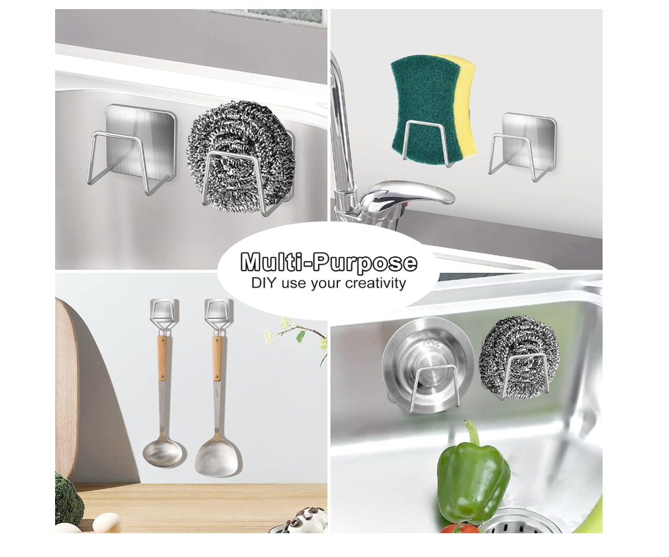 6Pcs Sponge Holder for Kitchen Sink Caddy, SUS304 Stainless Steel ...