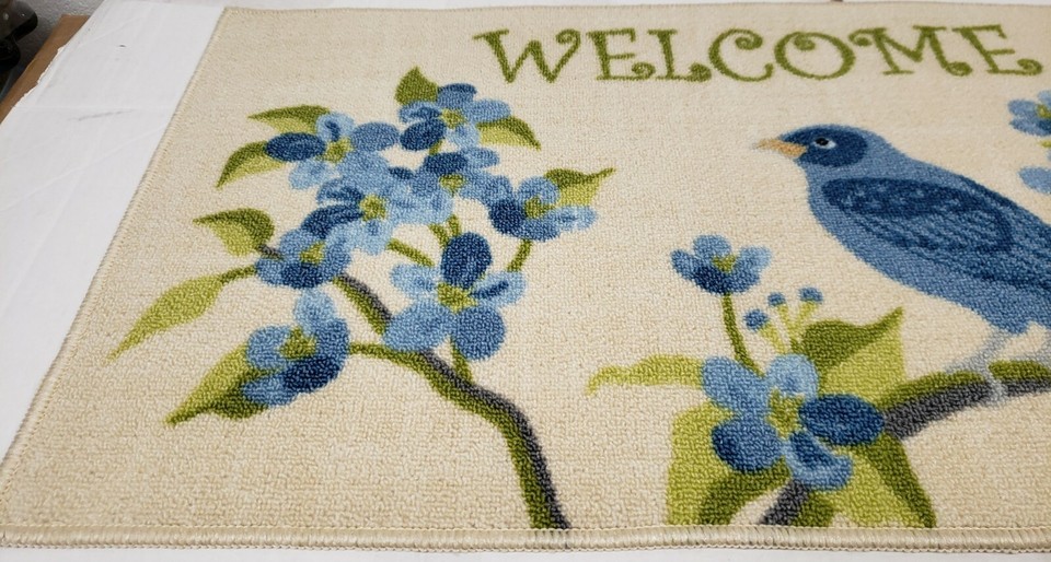 KITCHEN ACCENT RUG (nonskid back)(17"x28") BIRD ON THE TREE,WELCOME ON ...
