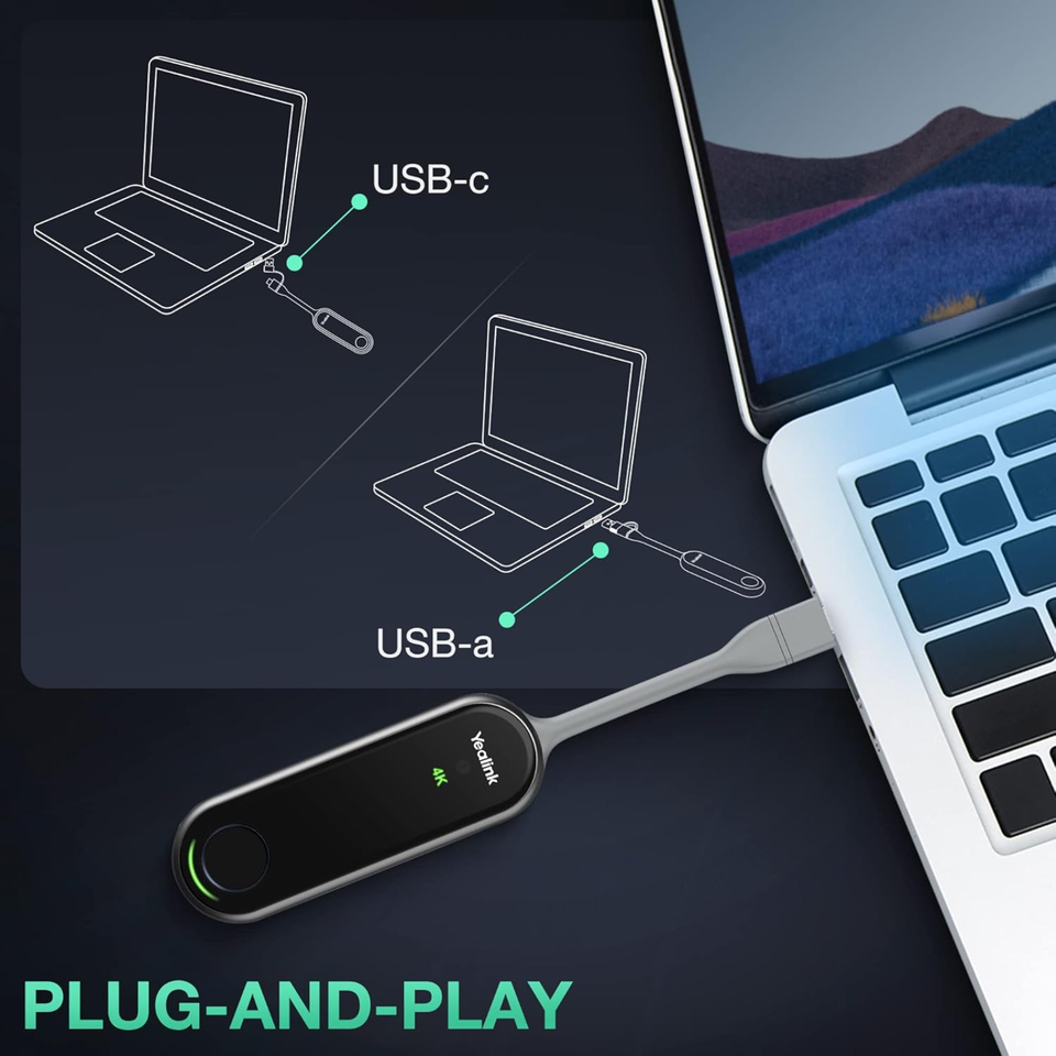 Yealink WPP30 Wireless Presentation Pod 4K USB-C BYOD Screen Sharing ...