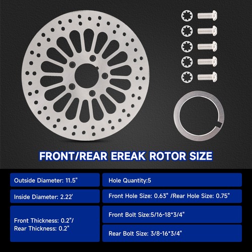 Polished Front + Rear 11.5 Brake Rotors Fatboy Heritage Softail Deluxe ...