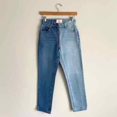 Revice Ying Yang two tone split denim jeans! Front to back zipper. Sz ...