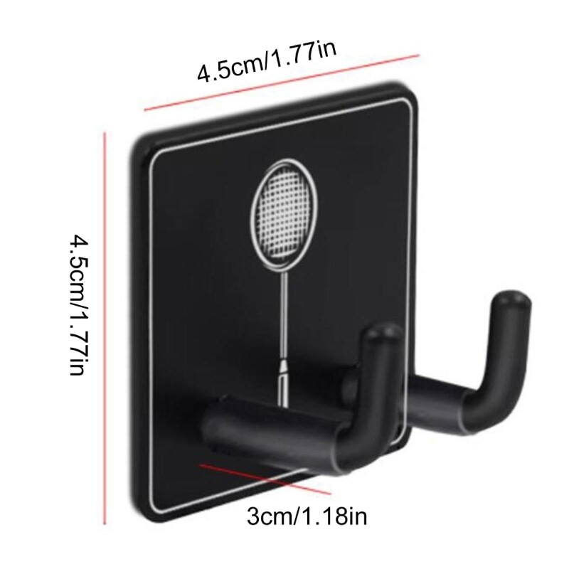 2Pcs Wall Mounted Tennis Racket Holder Gym Wall Hook Display Rack ...