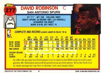 1992-93 Topps #277 David Robinson Gold | eBay