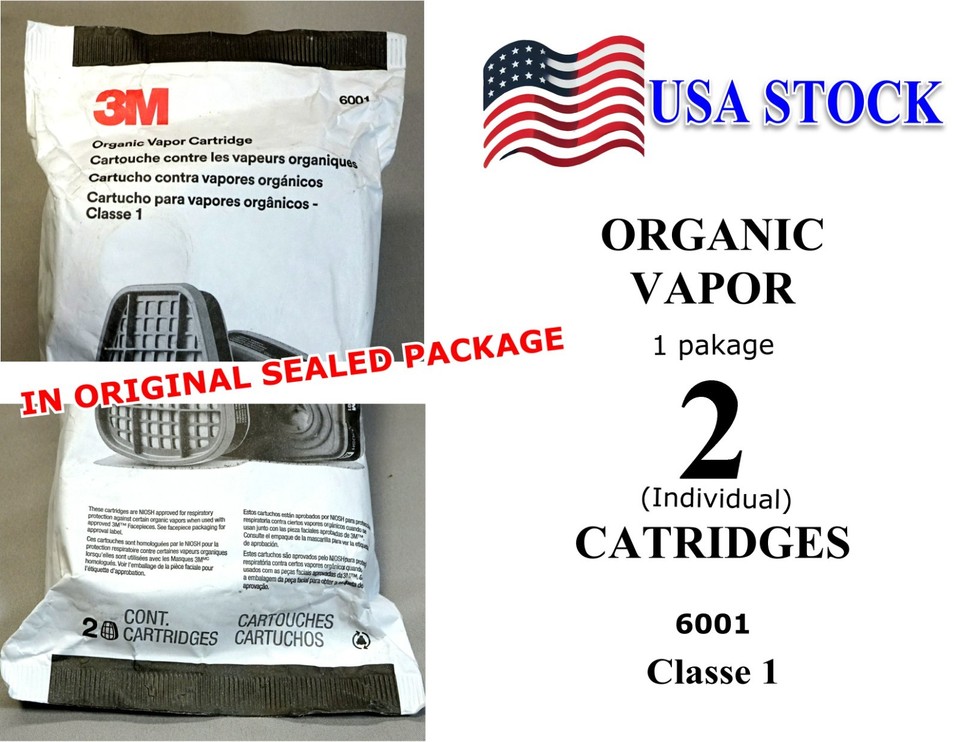 3M #6001 Organic Vapor REPLACEMENT Respirator Cartridge Filters ...