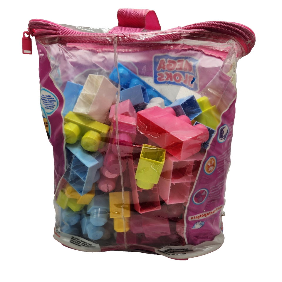 Mega Bloks First Builders Pink 80 Piece Building Block Set Model 8466 ...